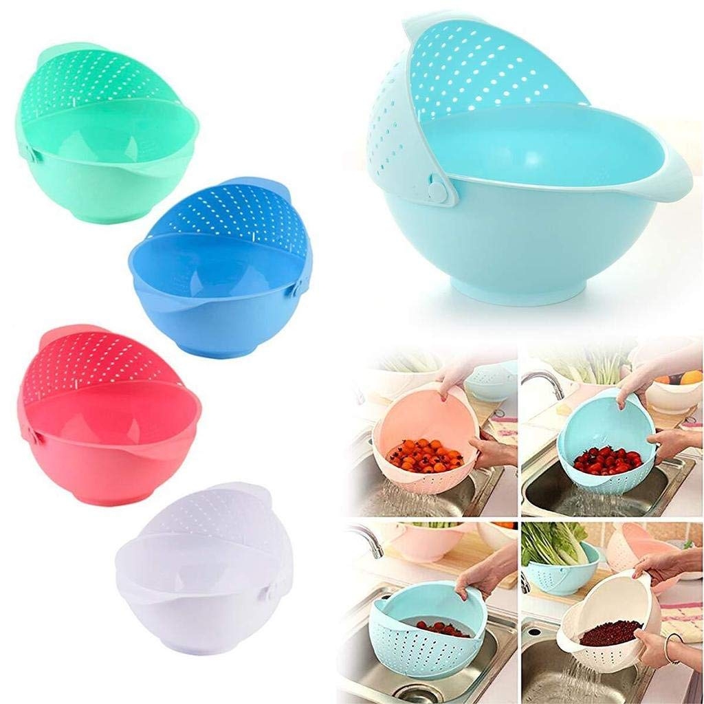 Plastic Revolving Multi Functional Rice, Vegetable Fruit Wash Basket ...